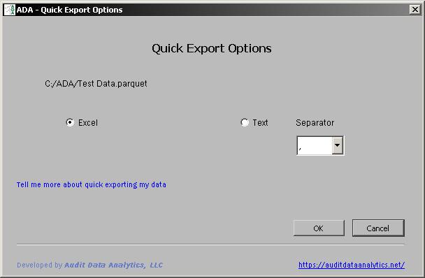 How to Quick Export Data with ADA - Audit Data Analytics Corp