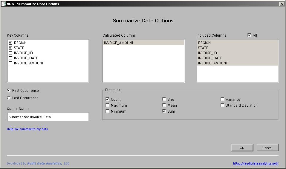 How to Summarize Data with ADA - Audit Data Analytics Corp